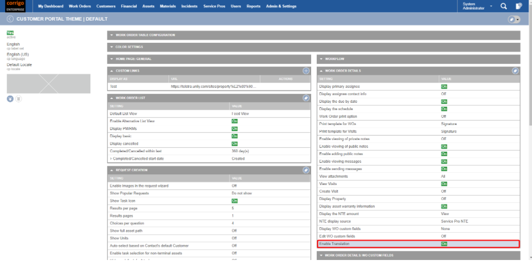 Corrigo Enterprise 9 - Customer Portal - Enabling Translation