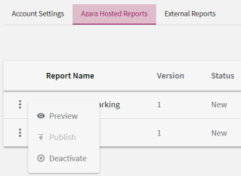 Azara - Client Settings - Custom Reports
