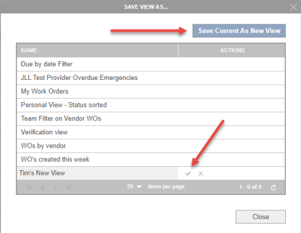 Corrigo Enterprise 9 - Work Orders - List Views