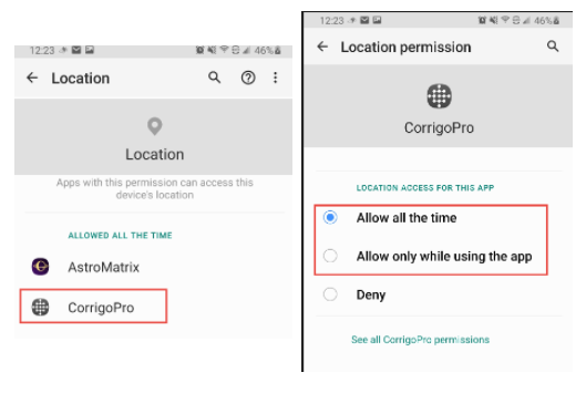 CorrigoPro - Mobile App - How To Enable Location Services