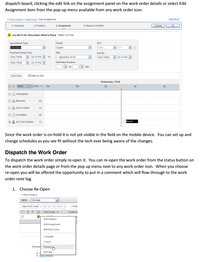 FSM - Work Orders - One At A Time Dispatch - Overview and Set Up