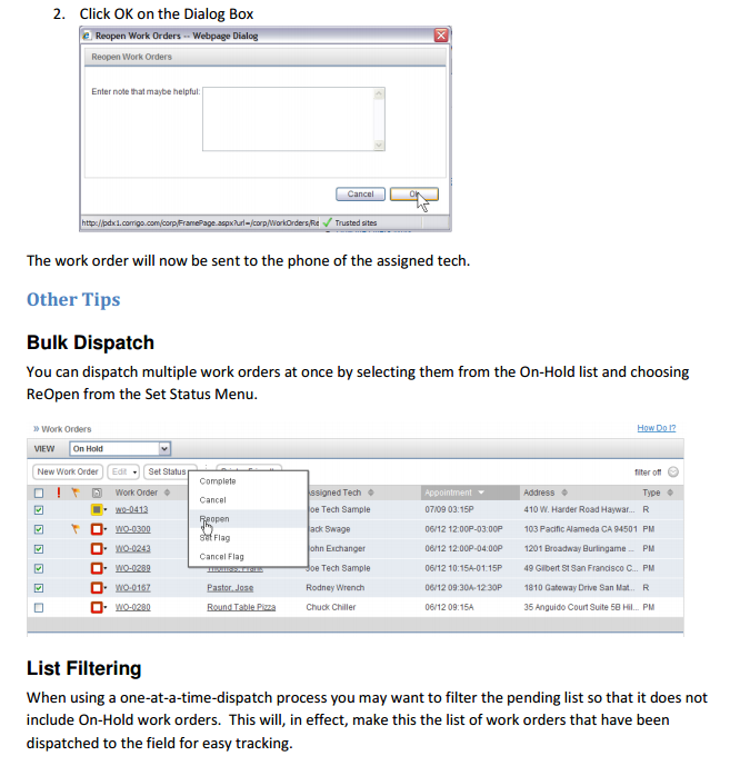FSM - Work Orders - One At A Time Dispatch - Overview and Set Up