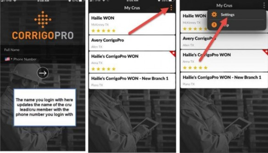 CorrigoPro - Users/Cru - User, Cru and Subcontractor Settings