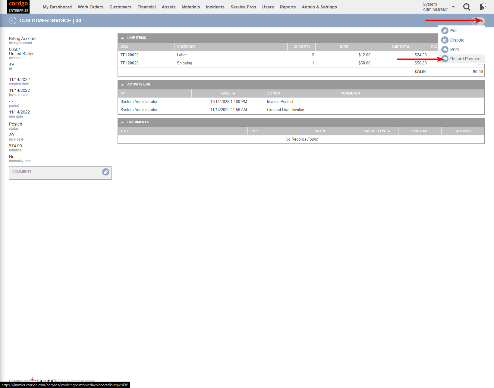 Corrigo Enterprise 9 - Customer Invoicing