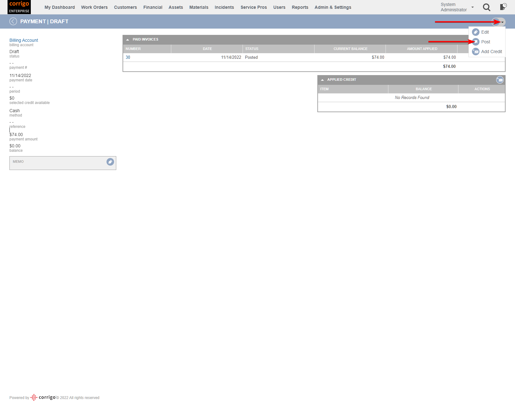 Corrigo Enterprise 9 - Customer Invoicing