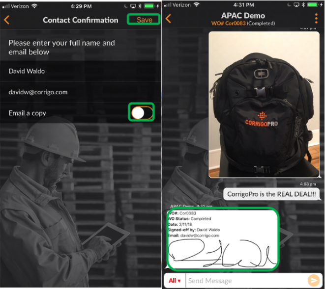 CorrigoPro - Mobile App - How To Manage a Work Order