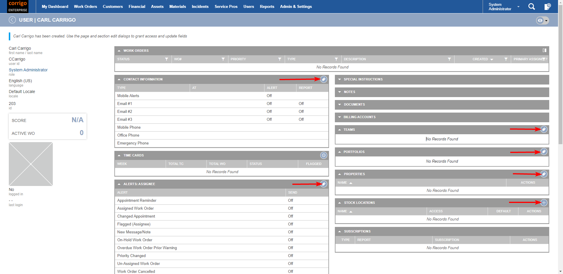 Corrigo Enterprise 9 - Users/Contacts - Management