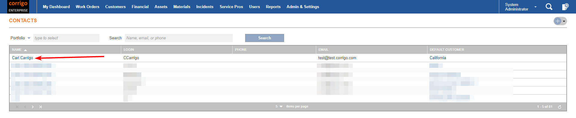 Corrigo Enterprise 9 - Users/Contacts - Management