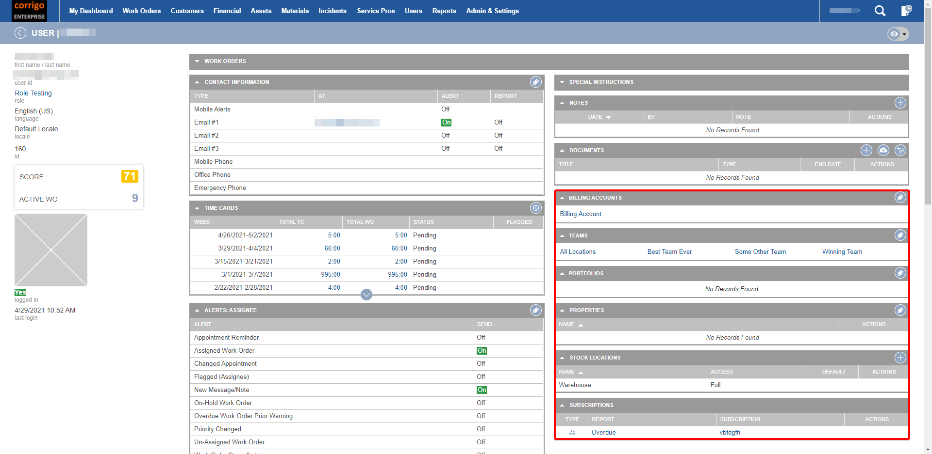 Corrigo Enterprise 9 - Users/Contacts - Management