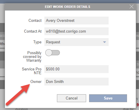 Corrigo Enterprise 9 - Work Orders - Default Work Order Contact & Owner