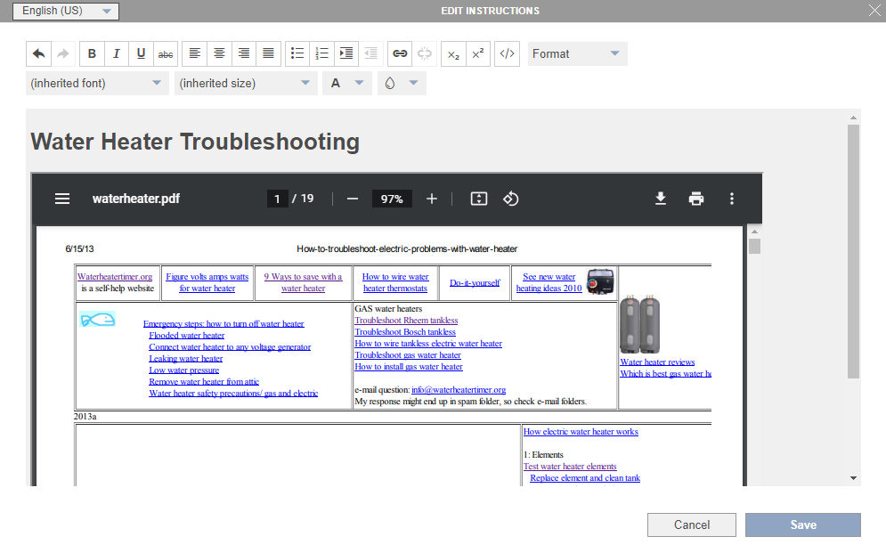 Corrigo Enterprise 9 - Special Instructions