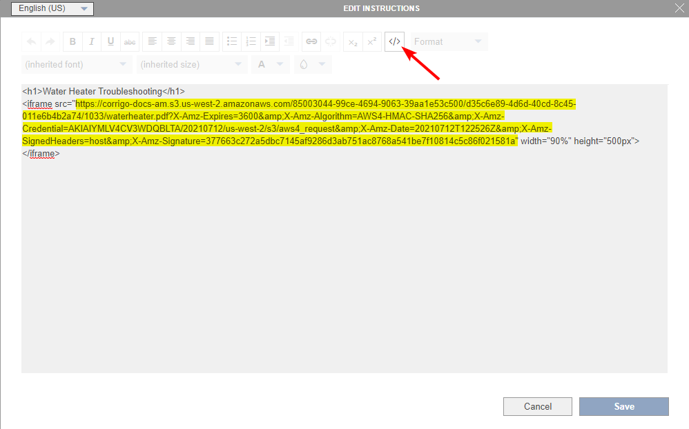 Corrigo Enterprise 9 - Special Instructions
