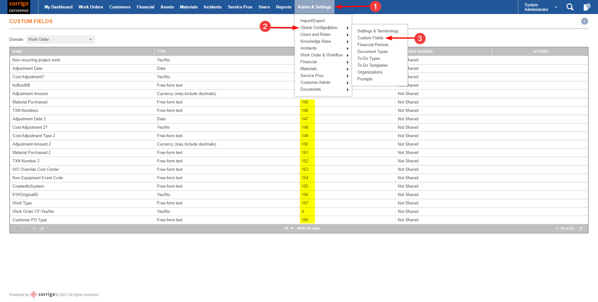 Corrigo Enterprise 9 - Special Instructions