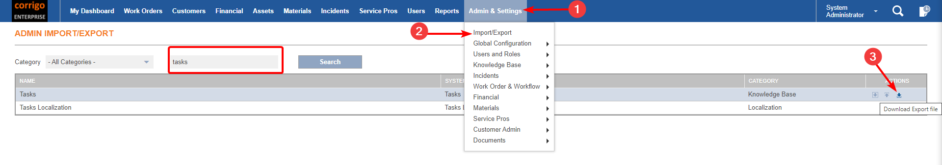 Corrigo Enterprise 9 - Special Instructions