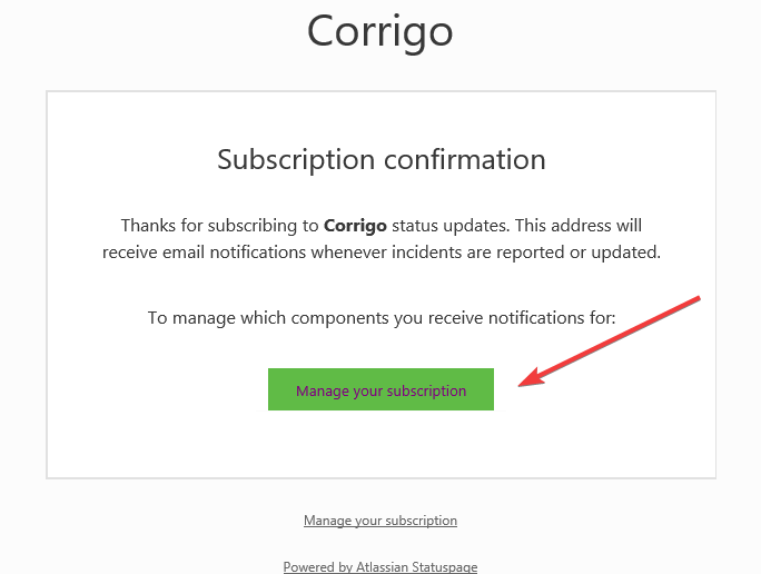 Subscribing/Unsubscribing to the Corrigo Status Page